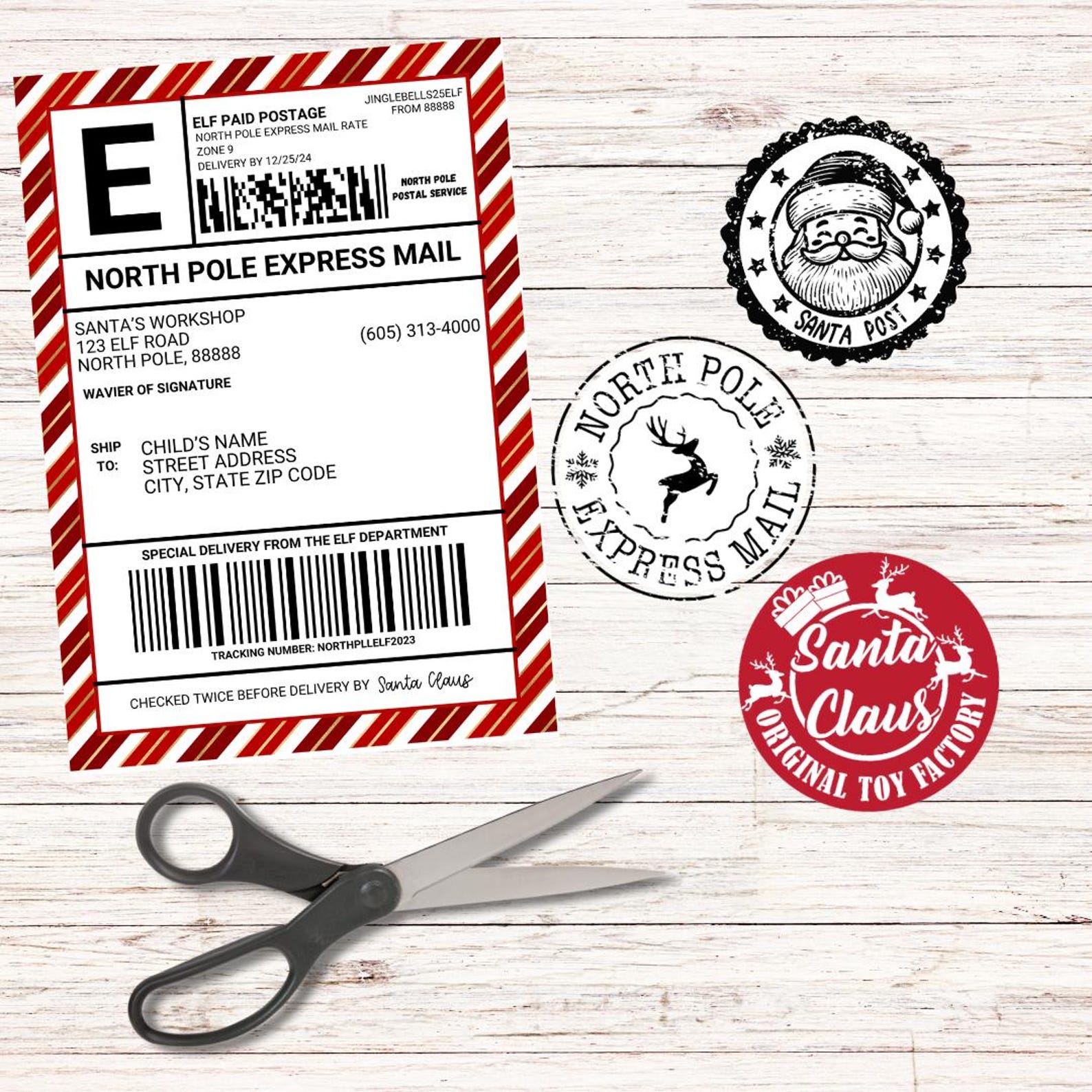North Pole Express Santa Label Elf Arrival Gift From Santa Express Fun ...