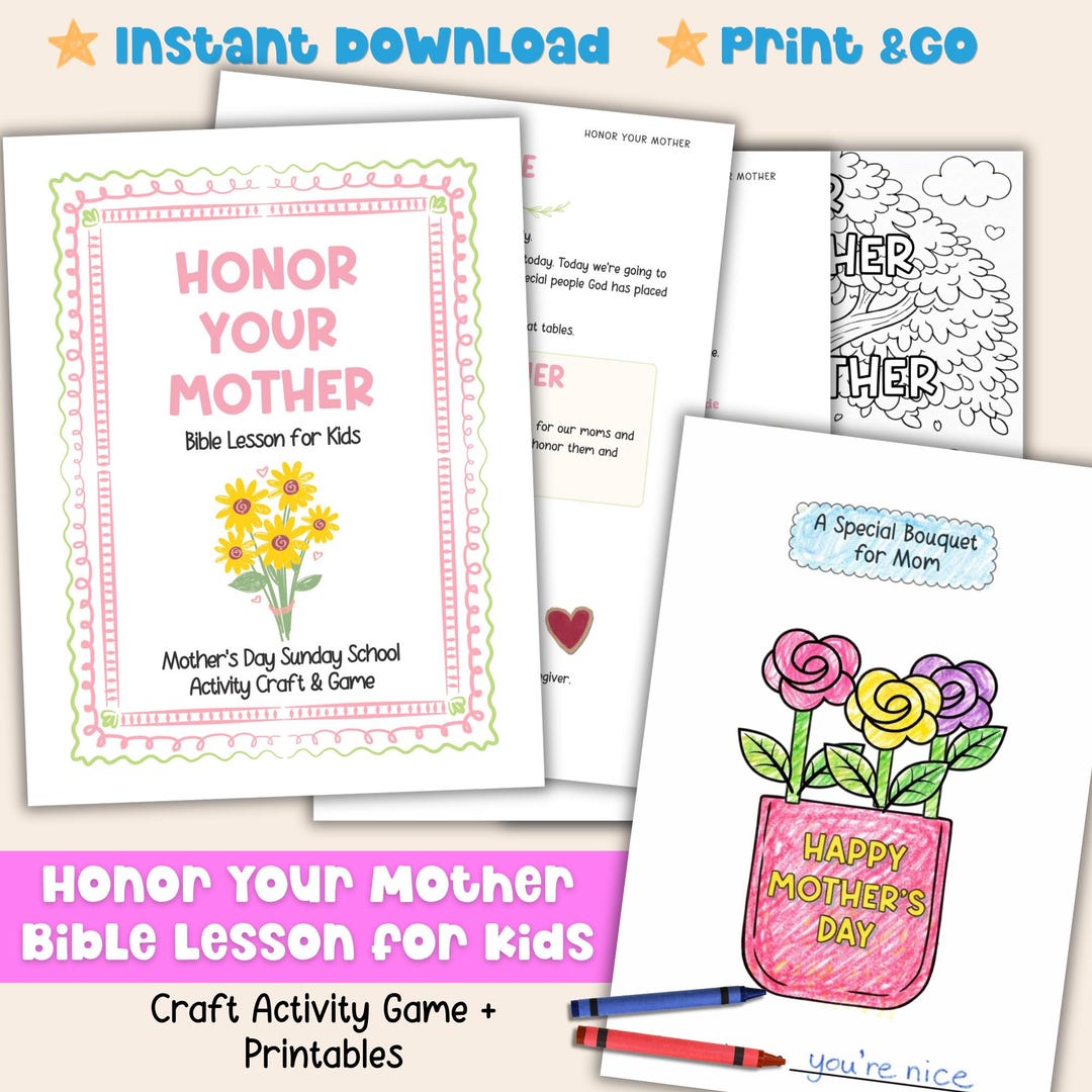 Mother’s Day Bible Lesson for Kids Craft Activity Printable Flower ...