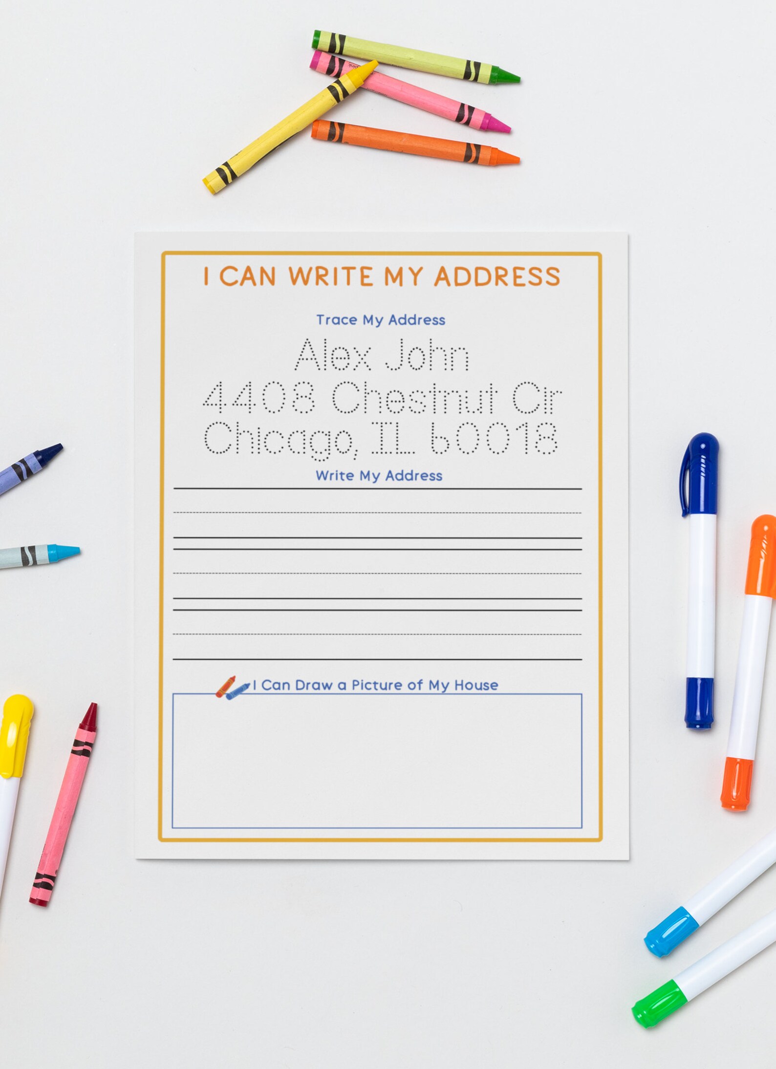 Homeschool Address Worksheet Number and Address Preschool Printable ...