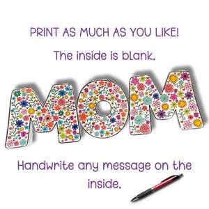 Mom Printable Coloring Card From Kid Mothers Day Printable Craft Mom ...