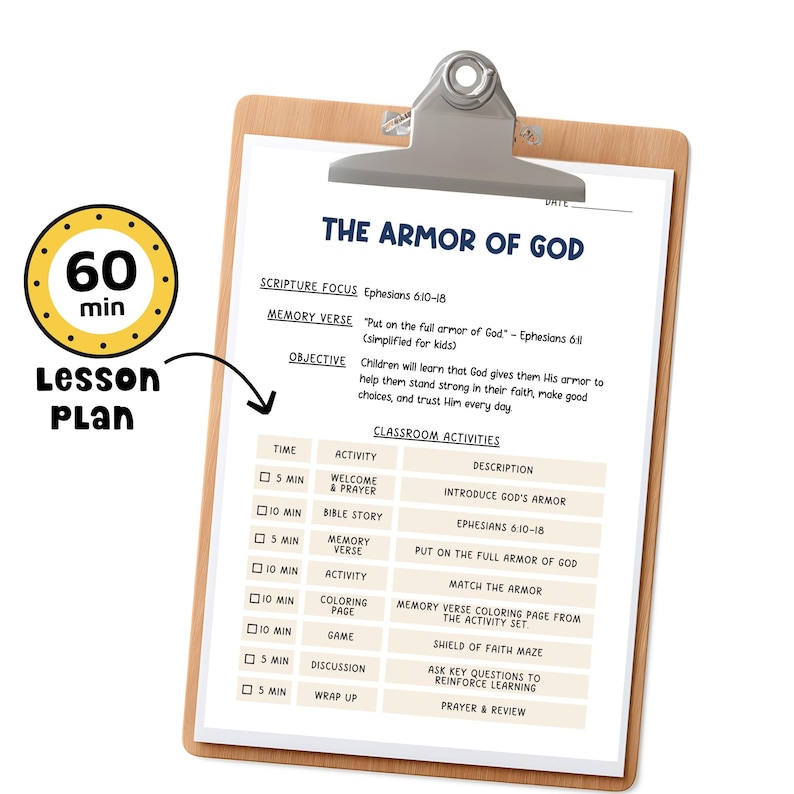 Armor of God Bible Lesson Plan for Kids With Activities for Sunday ...
