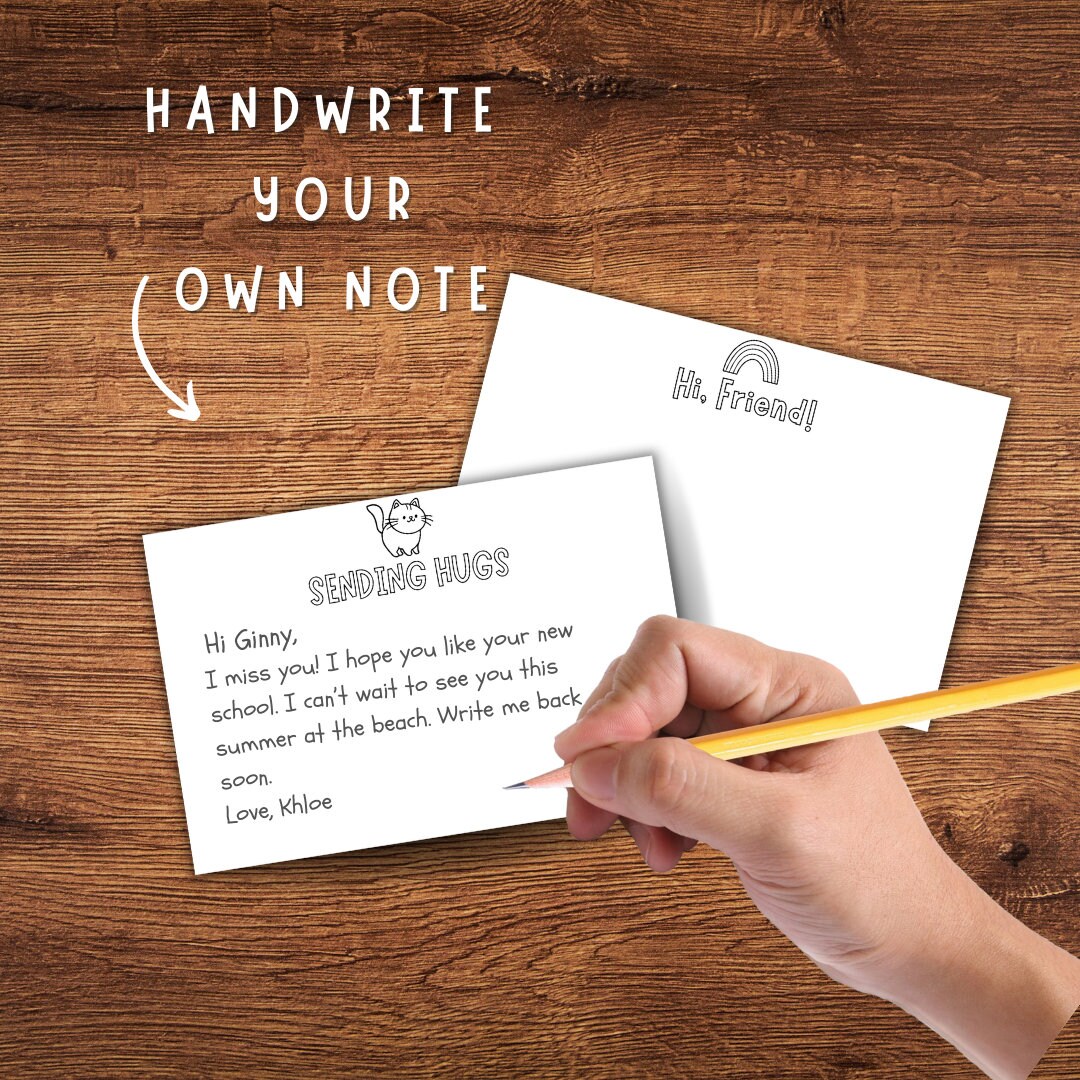 Coloring Page for Kid Pen Pal Happy Mail Handwritten Note Assorted ...