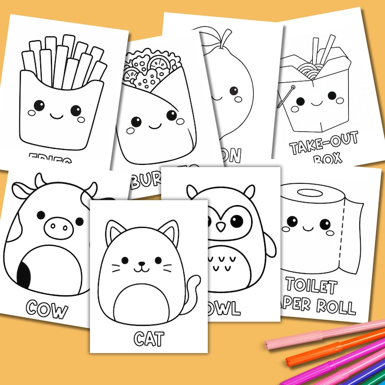 Kawaii Coloring Pages for Kids | Cute Squishy Food Animal Printable ...