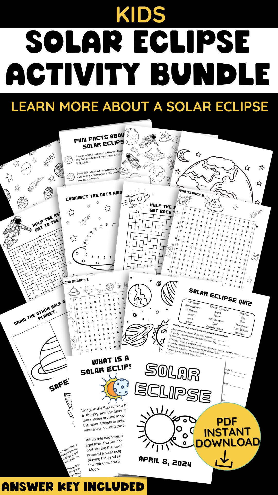 Solar Eclipse Science Printable Space Coloring Page Solar System ...