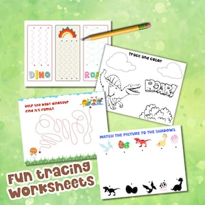 Preschool Line Tracing Handwriting Practice Dinosaur Theme Prewriting ...