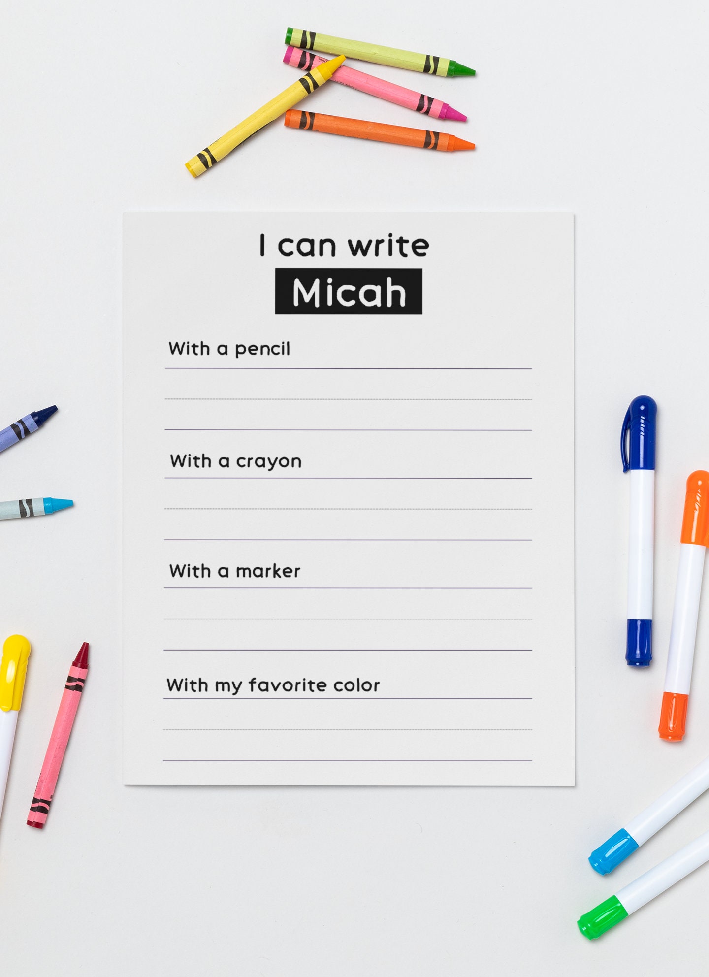 Preschool Name Tracing Sheet Custom Handwriting Practice Sheet Toddler ...