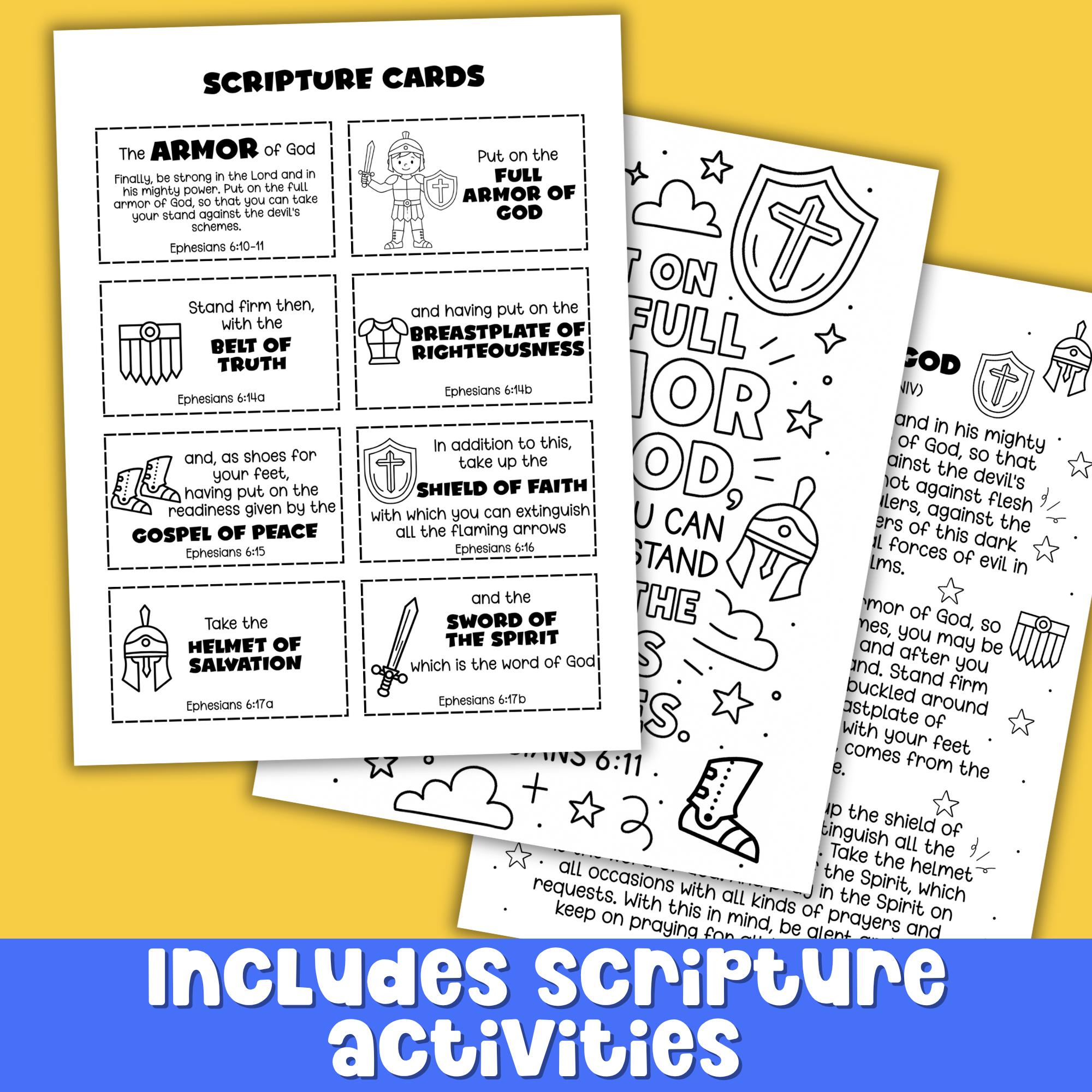 Armor of God Printable Kid Bible Verse Coloring Sheet Bible Scripture ...