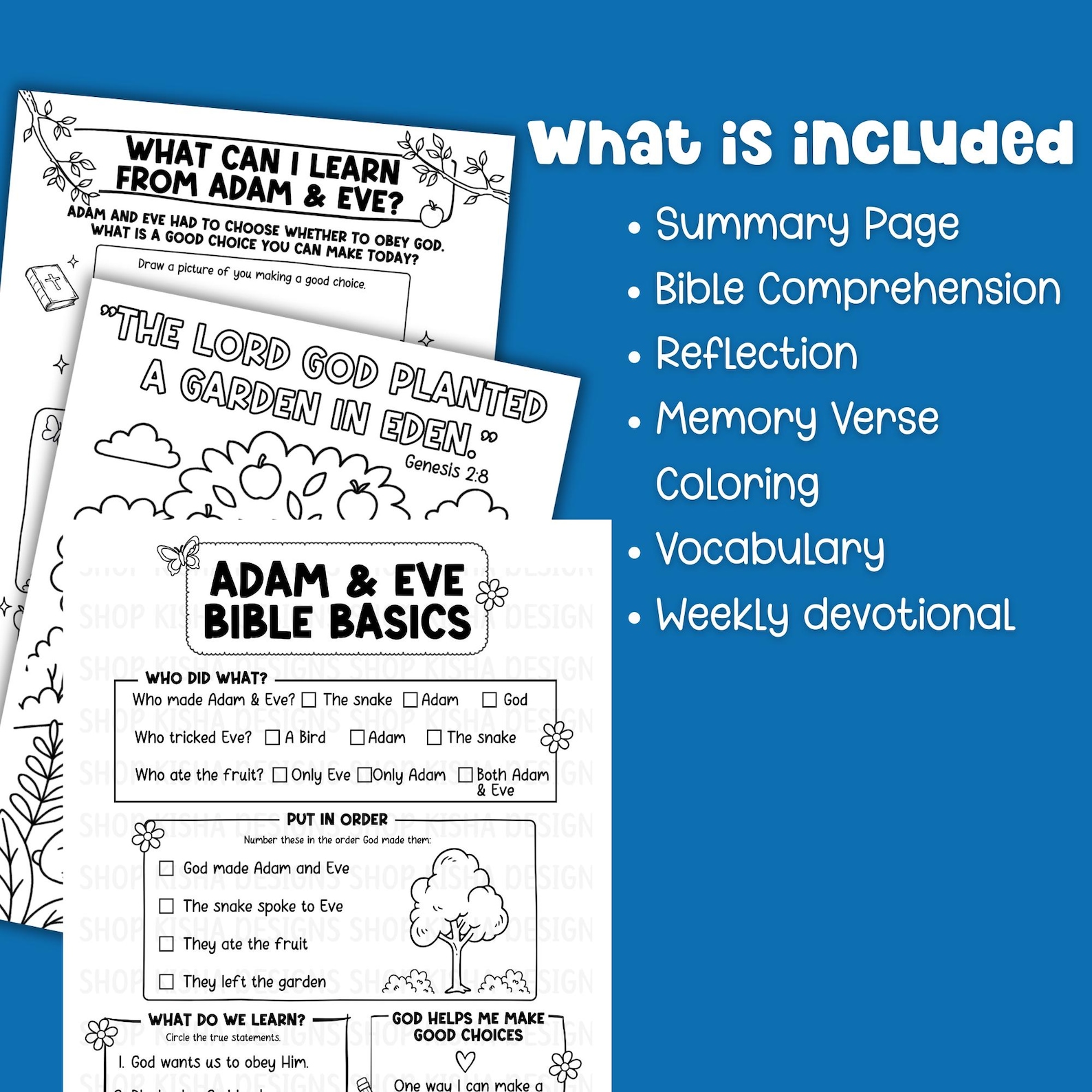 Adam and Eve Bible Lesson for Kids Printable | Sunday School Activity ...