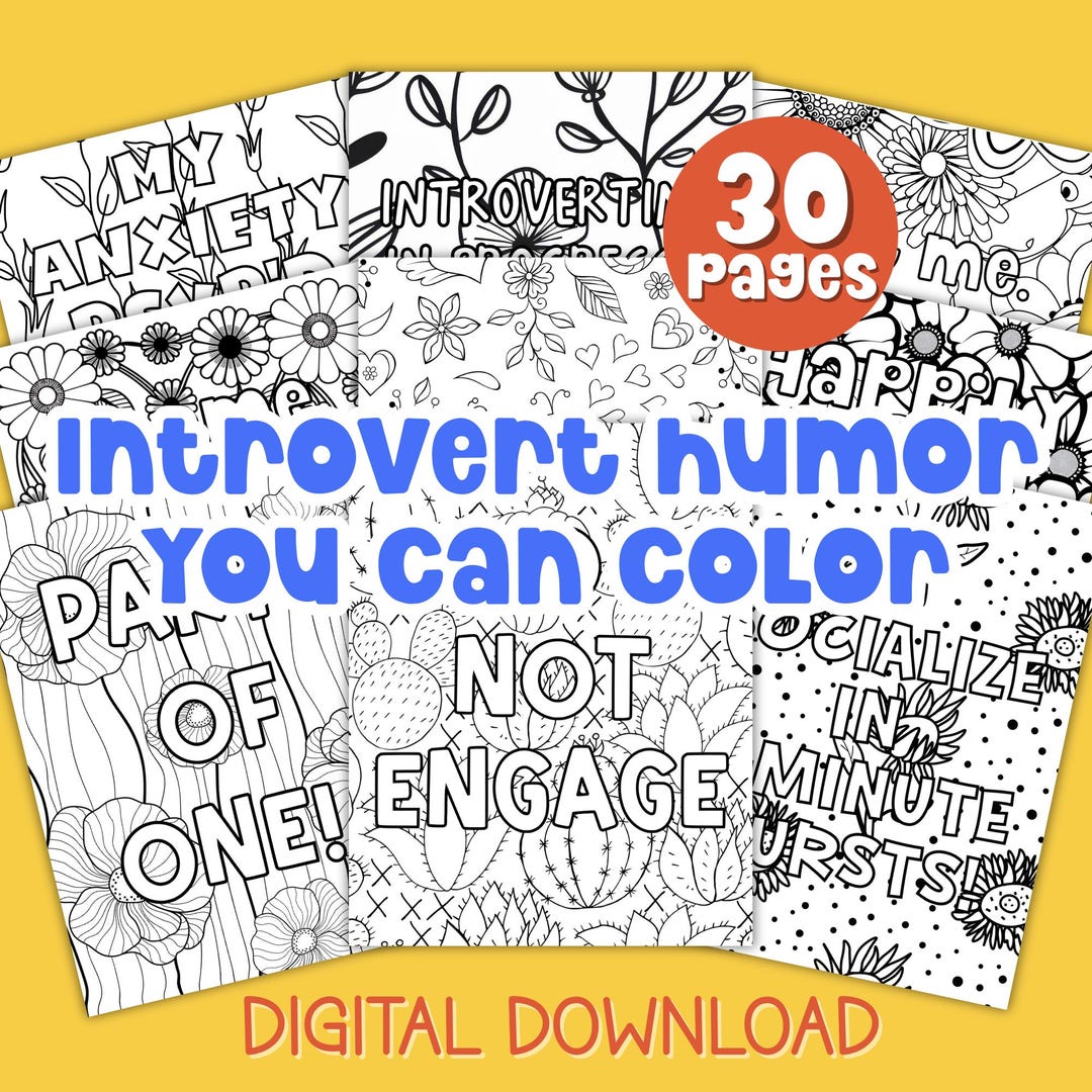 Calm Coloring Mental Health Printable Introvert Gift Sarcastic Coloring ...