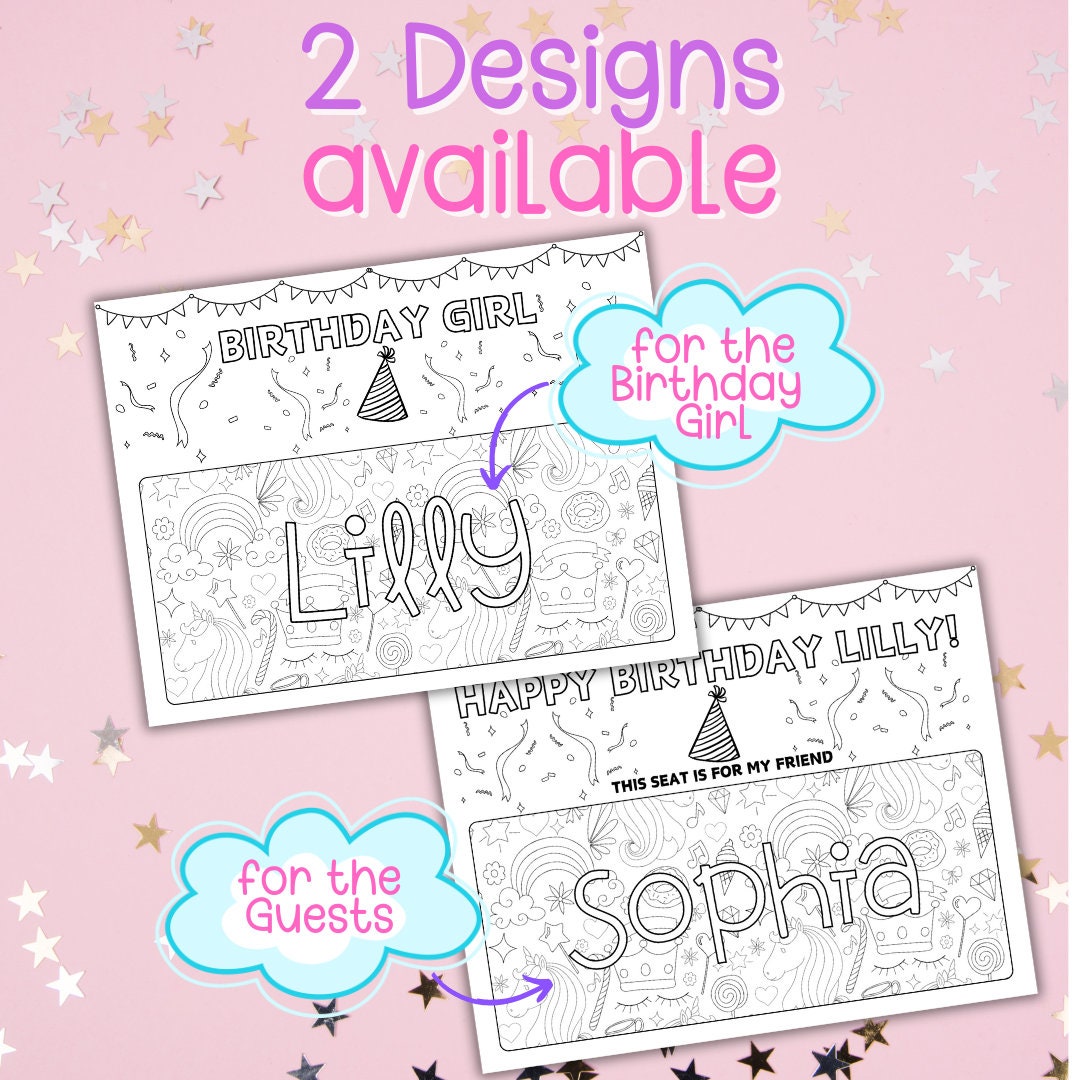 Personalized Unicorn Coloring Page Girl Birthday Activity Sheet Unicorn ...