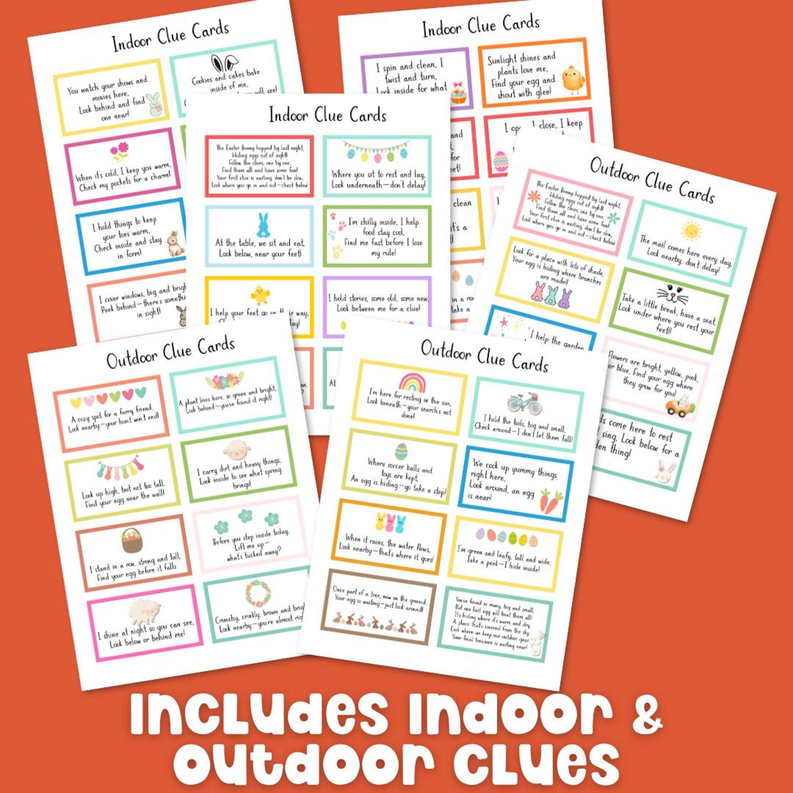 Easter Egg Hunt Card Clue Printable Scavenger Hunt Kid Easter Activity ...