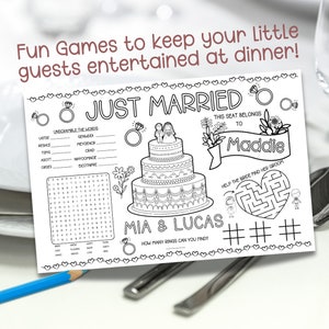 Custom Kid Wedding Activity Coloring Placemat Wedding Table Game Word ...