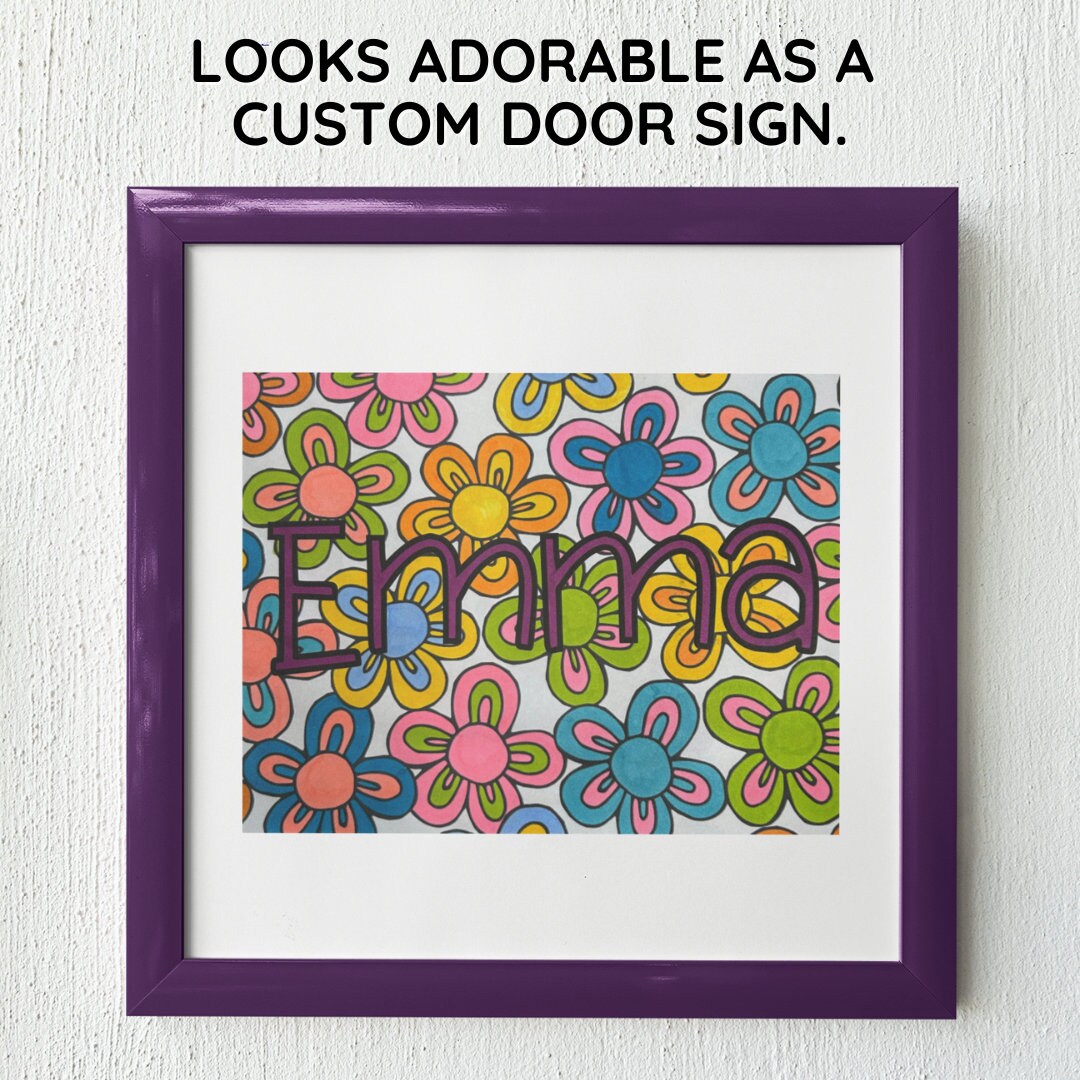 Printable Custom Coloring Page for Girl Bedroom Sign Daisy Name Sign ...