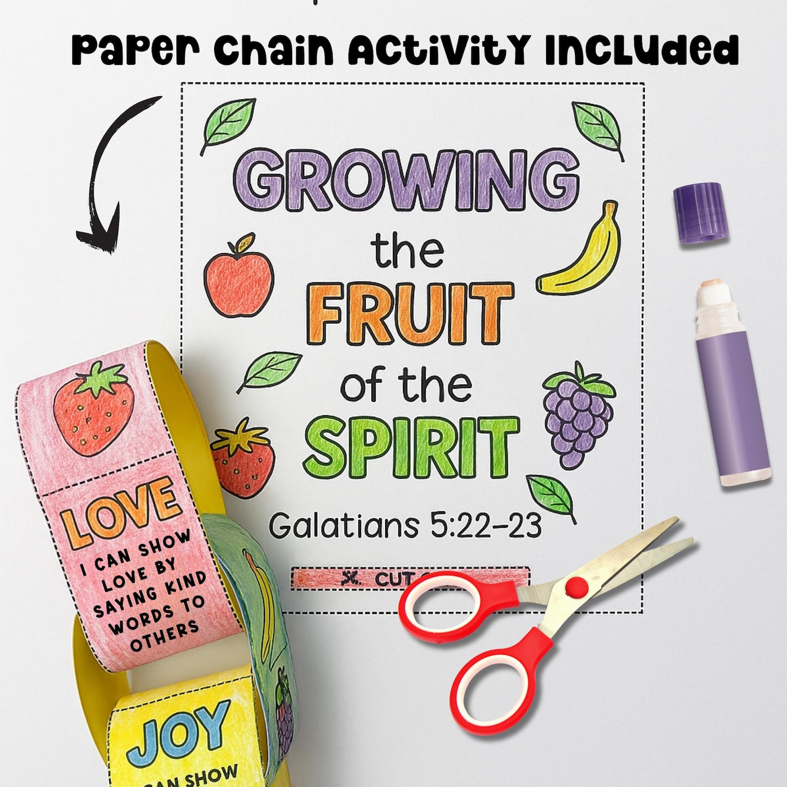 Fruit of the Spirit Kids Bible Lesson Sunday School Craft Bible Verse ...