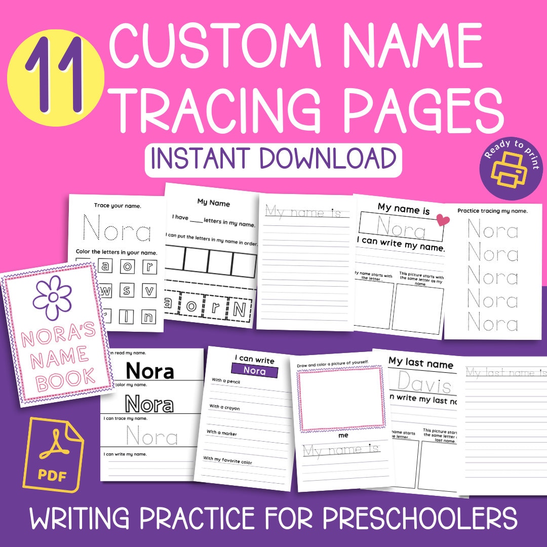 Personalized Name Tracing Handwriting Practice Preschool Worksheet Name ...