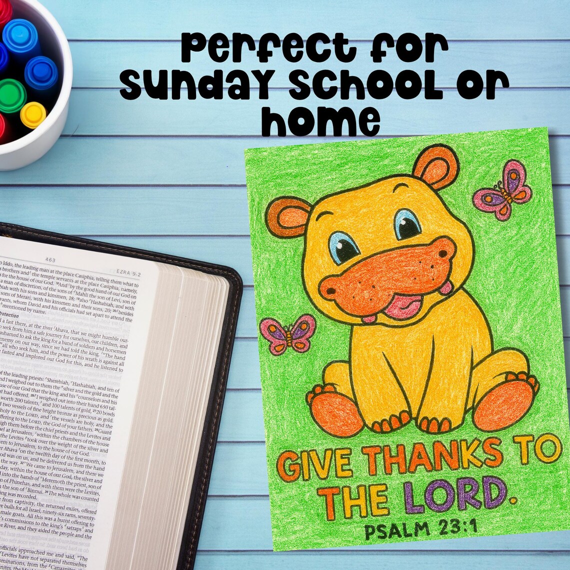 Bible Verse Coloring Kid Christian Sunday School Activity Sheet ...