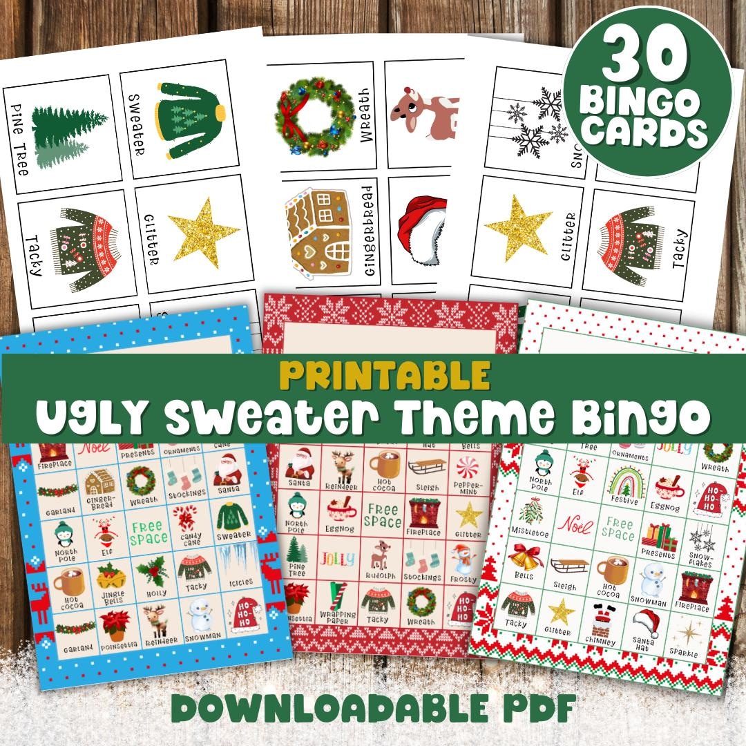 Ugly Sweater Party Printable Christmas Bingo PDF Ugly Sweater Game for ...