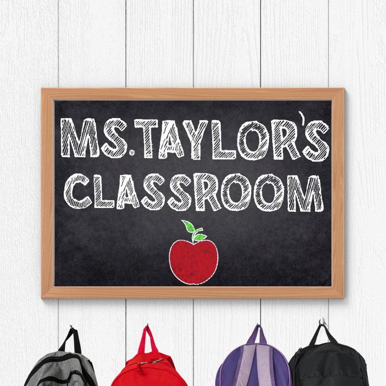 Custom Teacher Sign for Classroom Door Sign Chalkboard Printable ...