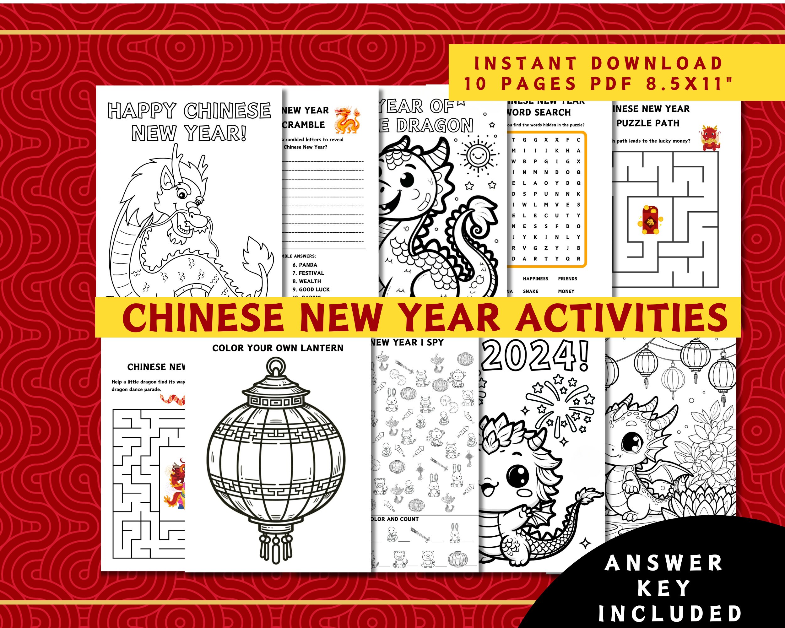 Lunar New Year Activity Bundle. Lunar New Year Printable. Digital ...