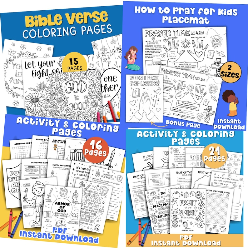 Bible Verse Coloring Kid Christian Sunday School Activity Sheet ...