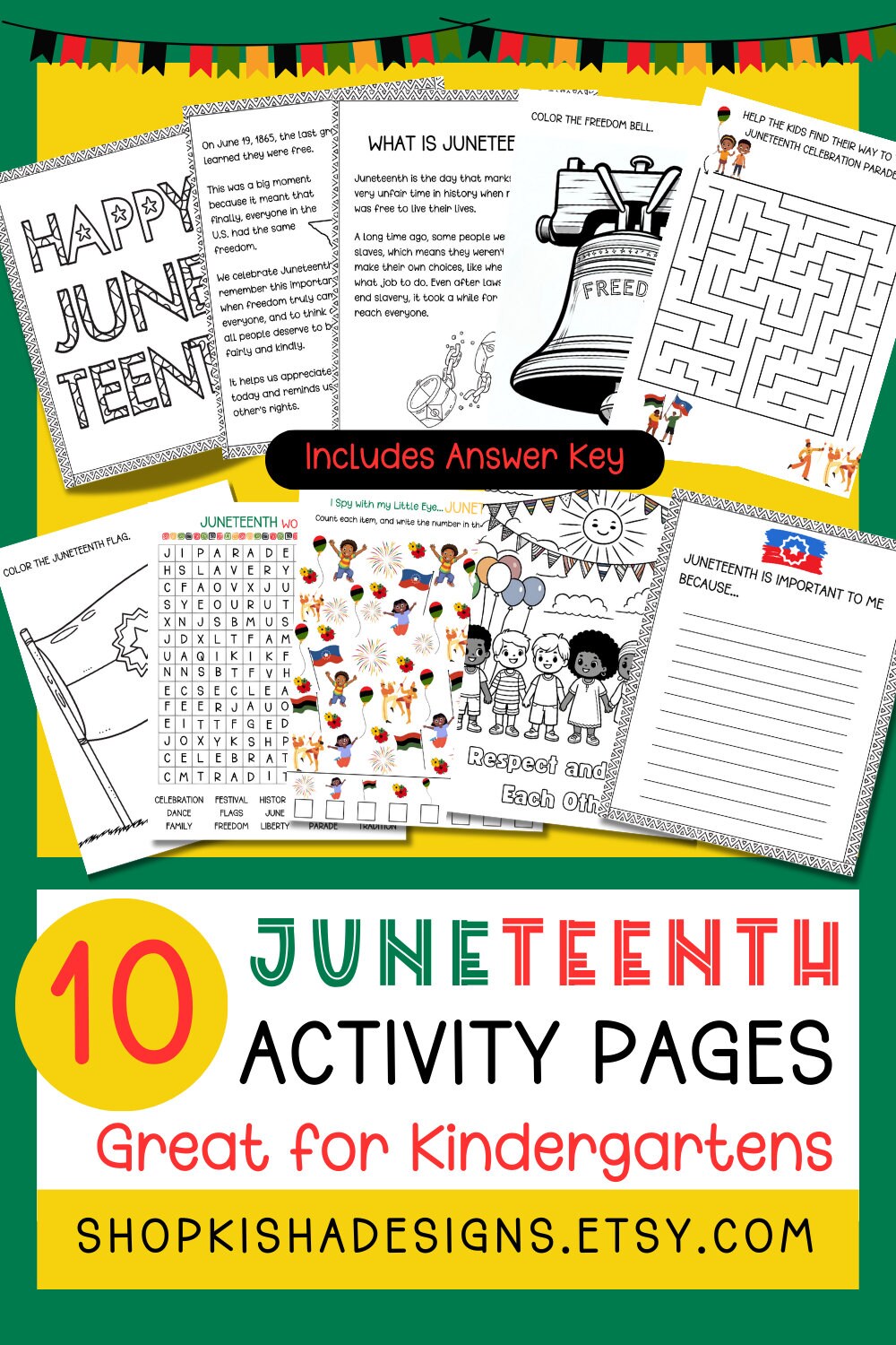 Juneteenth Activity Bundle Kindergarten Worksheet Writing Activity for ...