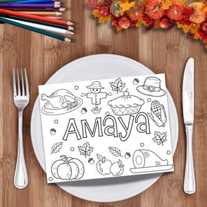 Kid Dinner Table Thanksgiving Coloring Printable Custom Placemat Place ...