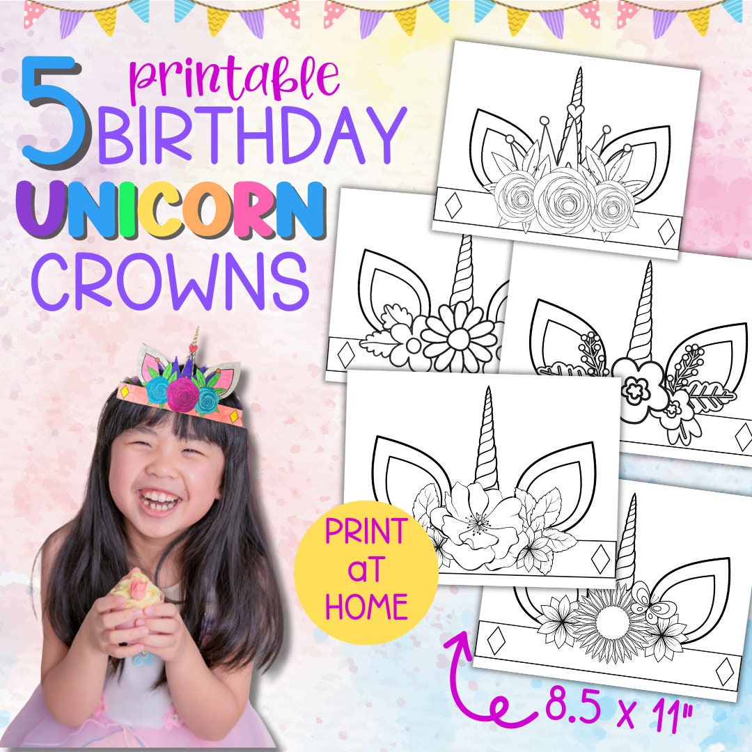Unicorn Birthday Party Crown Unicorn Activity Coloring Birthday ...