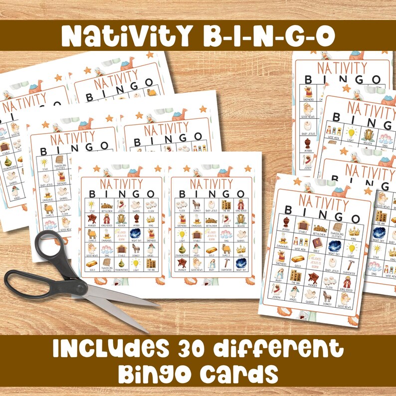 Nativity Printable Bible Bingo Christmas Activity Family Game Night ...