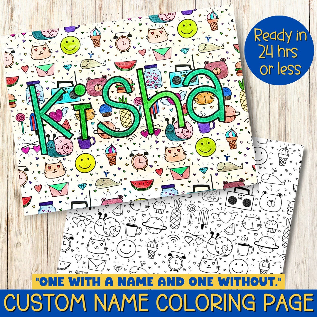 Relaxing Coloring Page Printable Pop Art Name Coloring Sheet Dorm Name ...