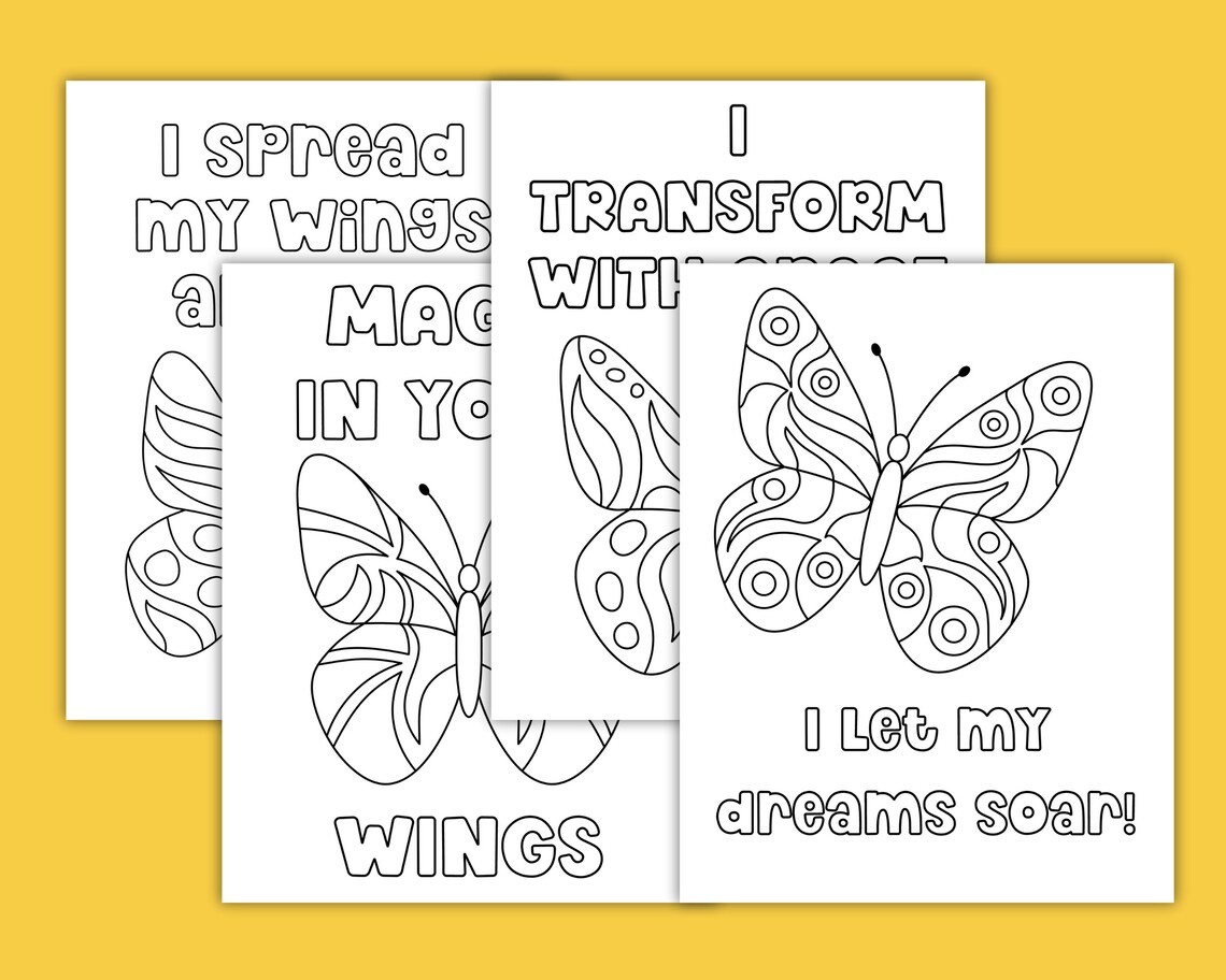 Butterfly Coloring Page for Kid Positive Coloring Page Kid Affirmation ...