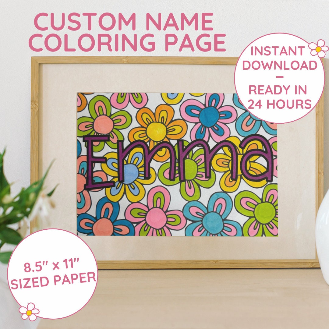 Printable Custom Coloring Page for Girl Bedroom Sign Daisy Name Sign ...