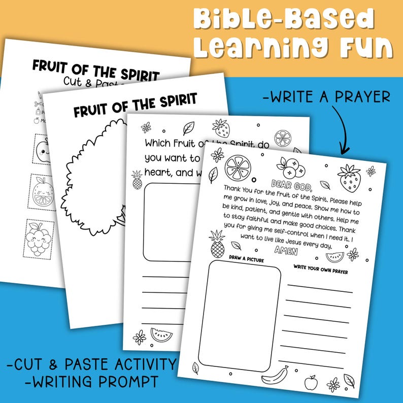 Fruit of the Spirit Kids Bible Lesson Sunday School Craft Bible Verse ...