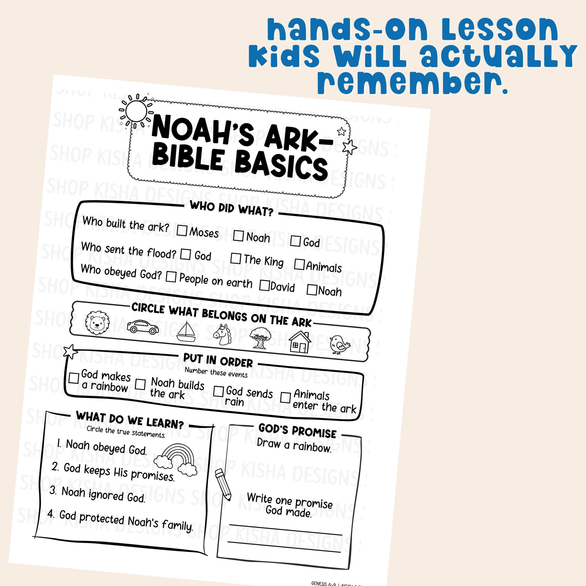 Noahs Ark Printable Primary Lesson Kid Scripture Lesson Bible Story ...
