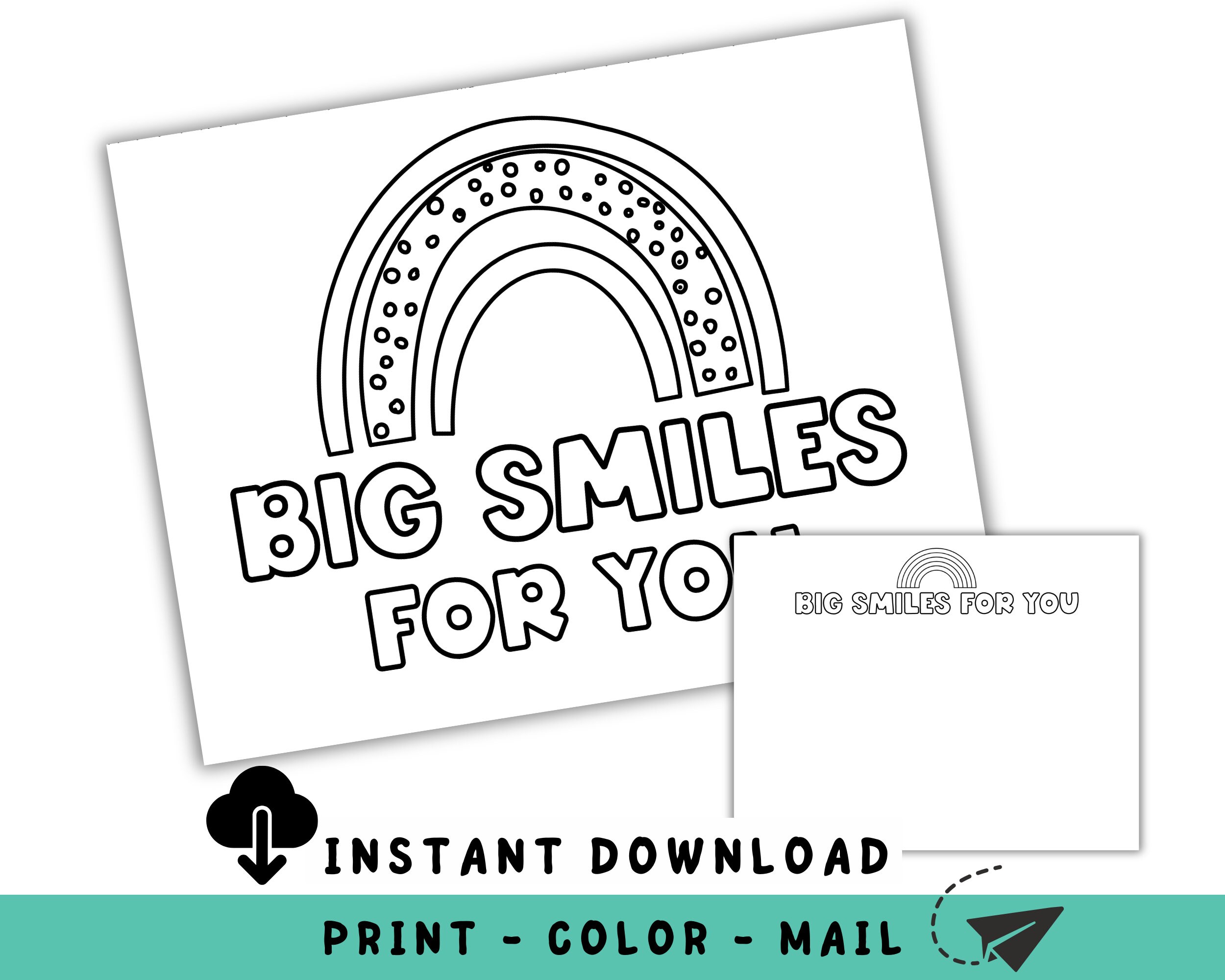 Printable Rainbow Coloring Page for Kid to Color Own Card for Happy ...