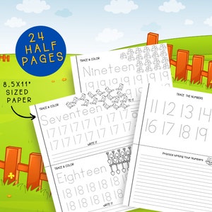 Number Tracing Worksheet Handwriting Practice Preschool Busy Book Farm ...