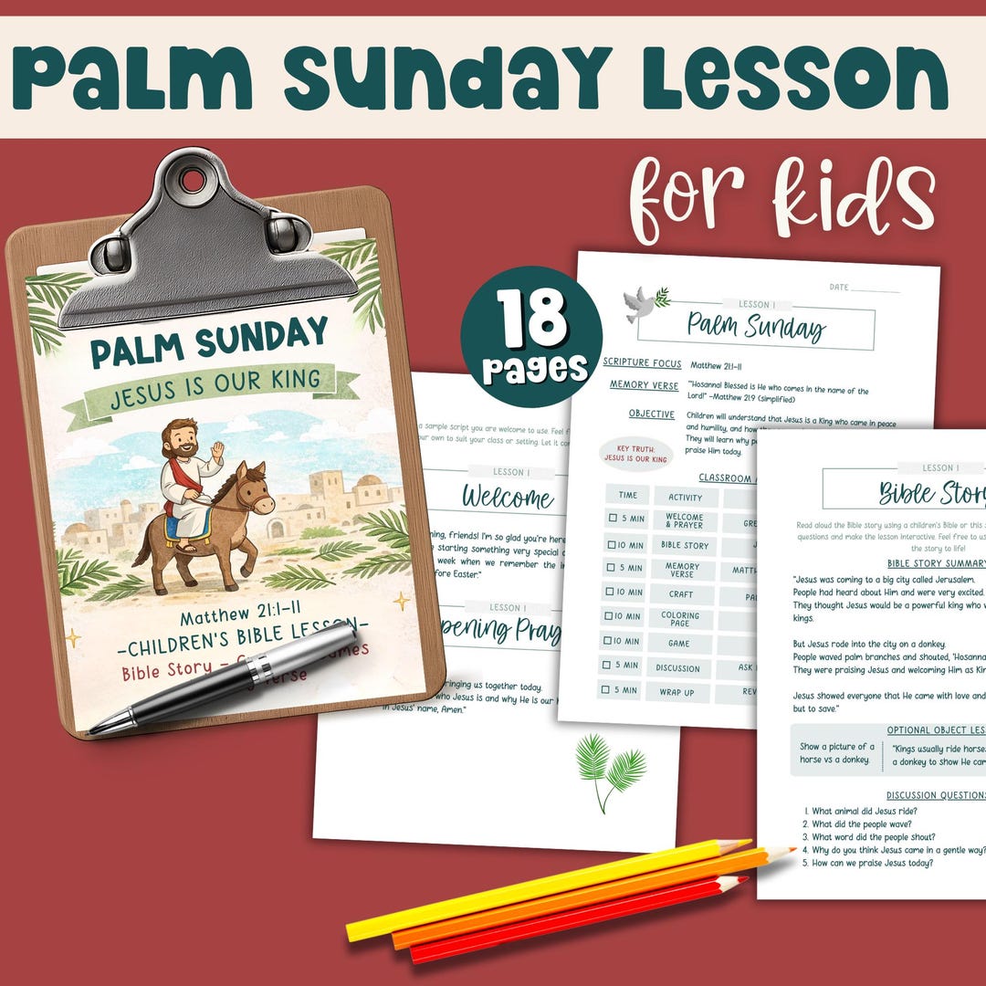 Palm Sunday Bible Lesson for Kids Printable Sunday School Activity ...