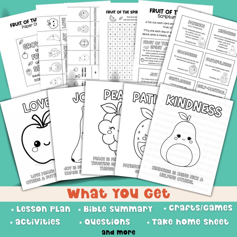 Fruit of the Spirit Bible Lesson for Kids Printable Christian Activity ...