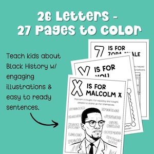 ABC Black History Coloring Page Bundle Bulletin Board Black History ...