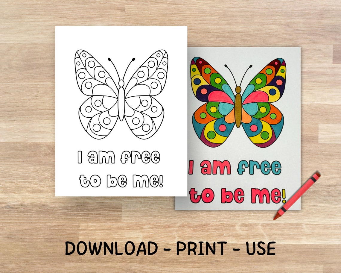 Butterfly Coloring Page for Kid Positive Coloring Page Kid Affirmation ...