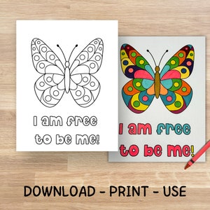 Butterfly Coloring Page for Kid Positive Coloring Page Kid Affirmation ...