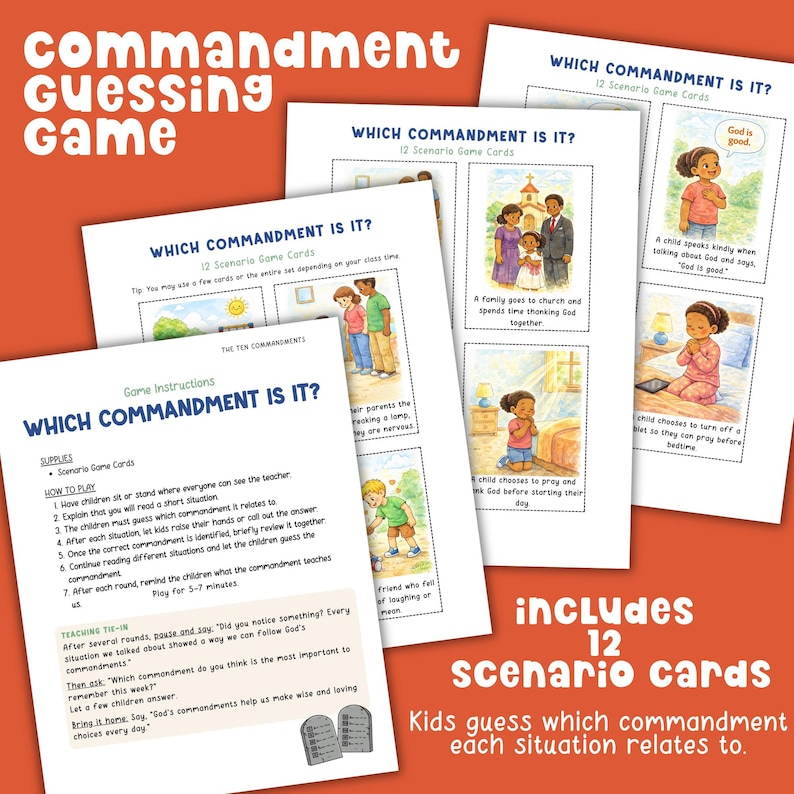 Ten Commandments Bible Lesson for Kids, Sunday School Activity, Bible ...