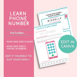 Editable Phone Number and Address Preschool Printable Number Activity ...