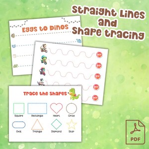 Preschool Line Tracing Handwriting Practice Dinosaur Theme Prewriting ...