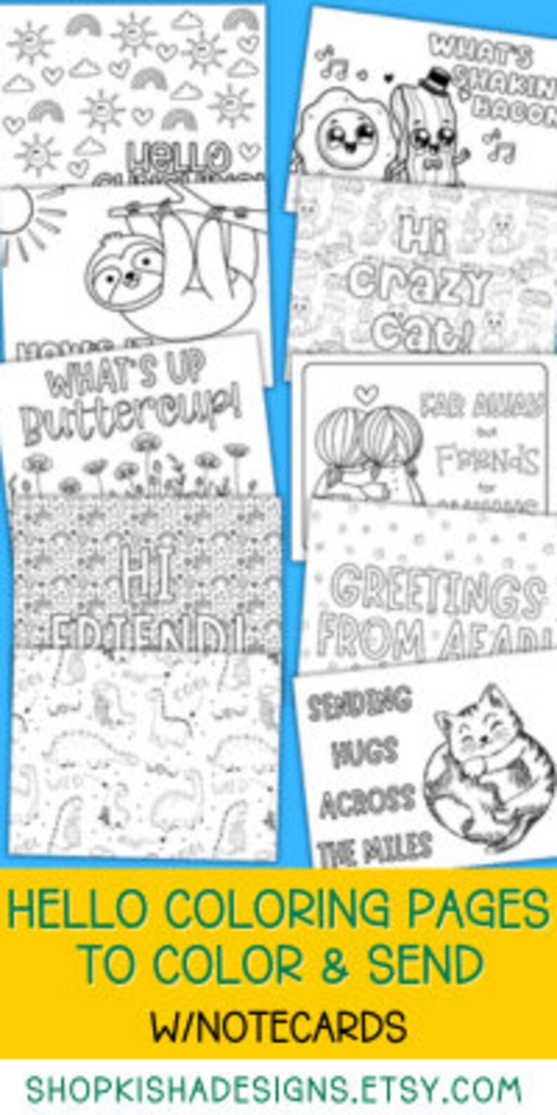 Coloring Page for Kid Pen Pal Happy Mail Handwritten Note Assorted ...
