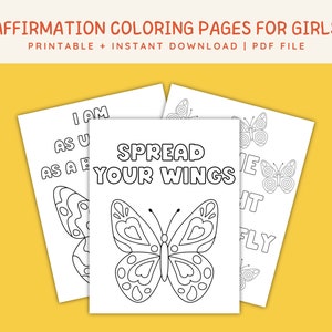 Butterfly Coloring Page for Kid Positive Coloring Page Kid Affirmation ...