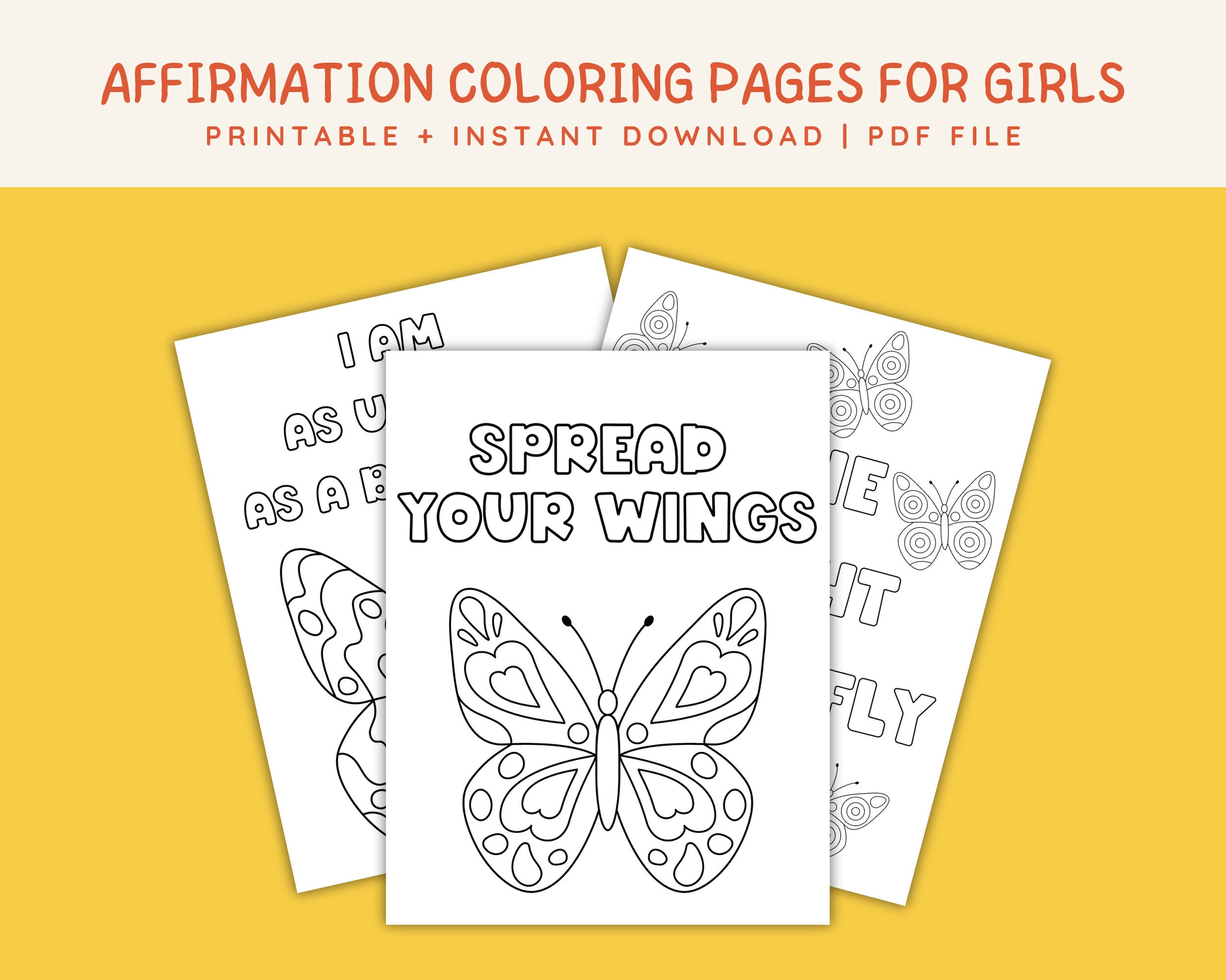 Butterfly Coloring Page for Kid Positive Coloring Page Kid Affirmation ...