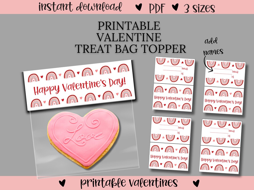 Printable Valentine Treat Bag Toppers Candy Bag Toppers Valentines ...
