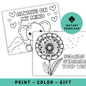 Thinking of You Coloring Pages Printable Kid Notecard Pack for Happy ...