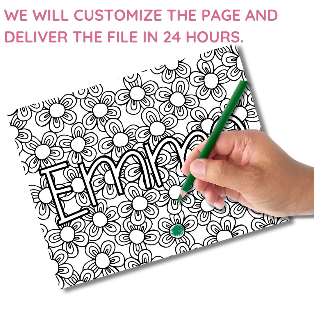 Printable Custom Coloring Page for Girl Bedroom Sign Daisy Name Sign ...