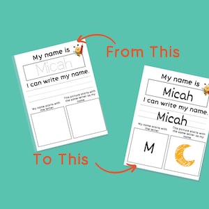 Preschool Name Tracing Sheet Custom Handwriting Practice Sheet Toddler ...